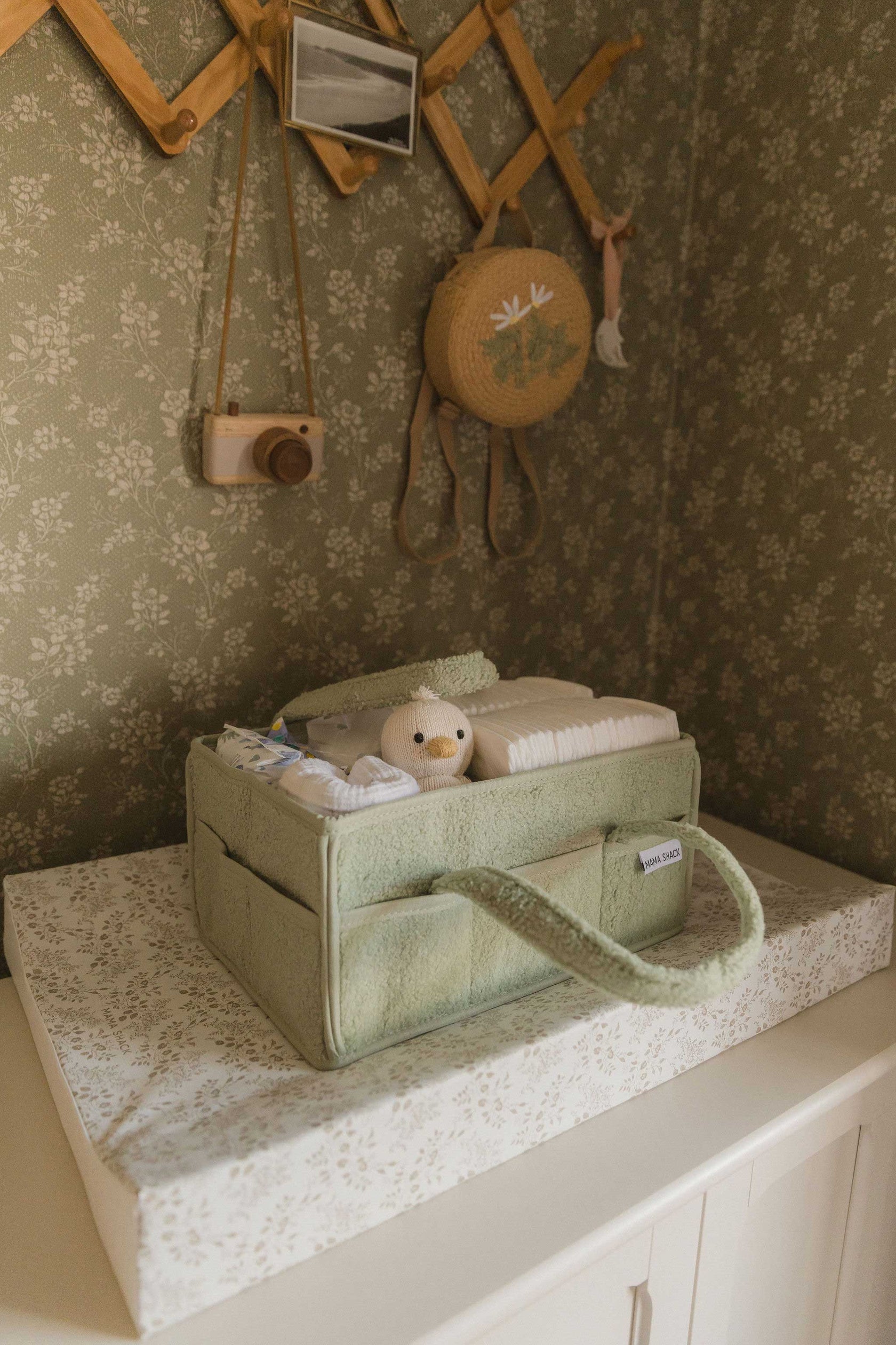 Nappy Caddy with Pockets - Teddy Fleece - Sage – Mama Shack