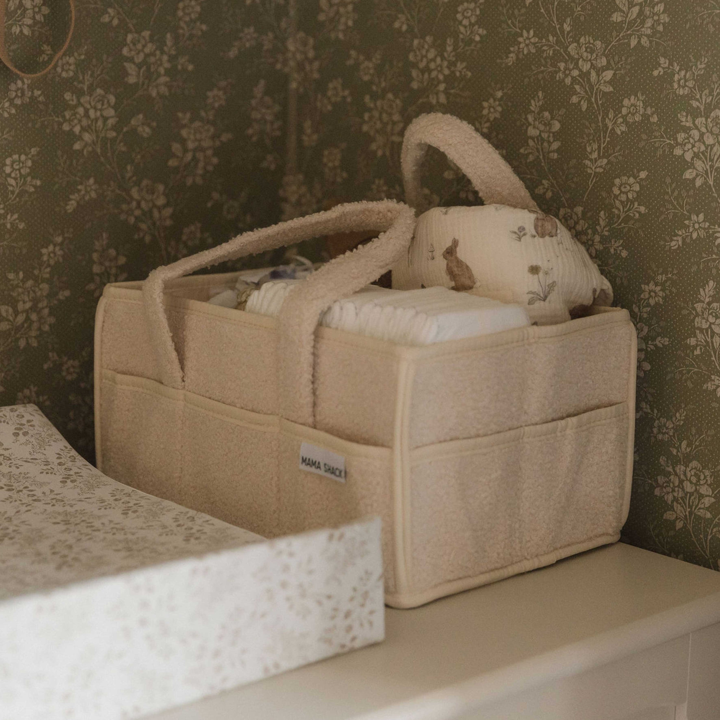 Nappy Caddy with Pockets - Teddy Fleece - Ivory – Mama Shack